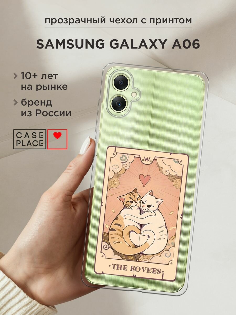 Чехол на Samsung Galaxy A06 / Самсунг Галакси А06 с принтом "The lovers cats 2 - 14 февраля", прозрачный