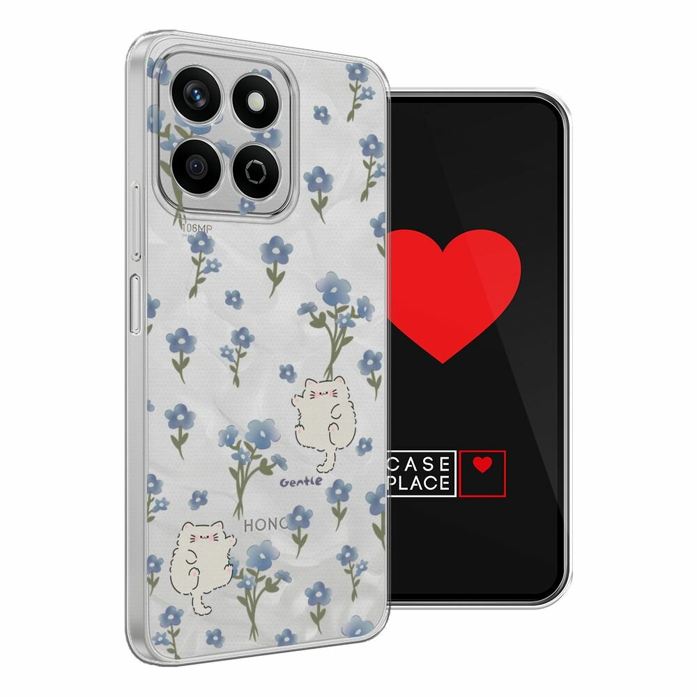 Чехол на Honor X7c / Хонор X7c с принтом "Gentle cats", прозрачный — фото 1