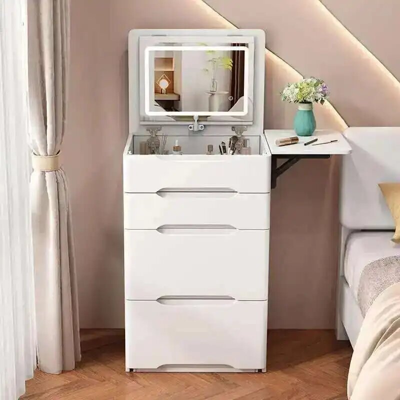 Туалетный столик для спальни, откидное зеркало, передний современный простой многофункциональный интернет-шкаф для хранения знаменитостей, туалетный столик, Белый