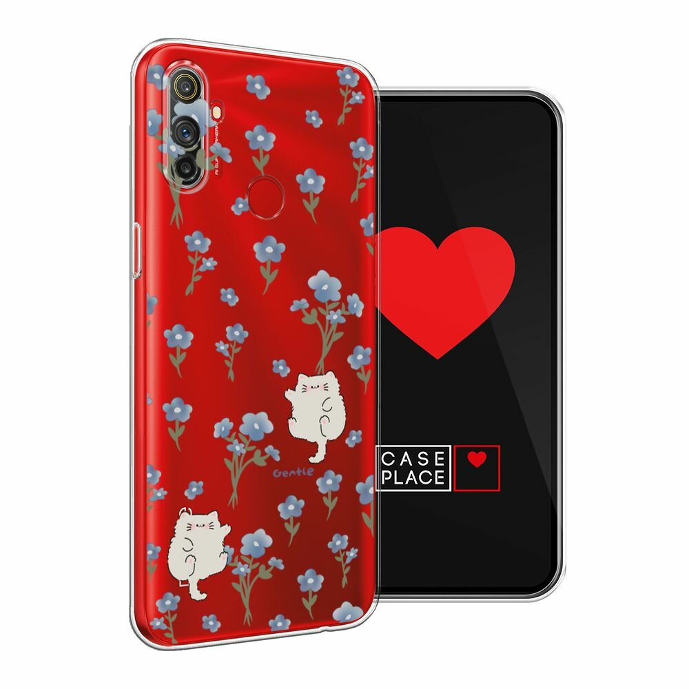 Чехол на Realme C3 / Реалми C3 с принтом "Gentle cats", прозрачный — фото 1