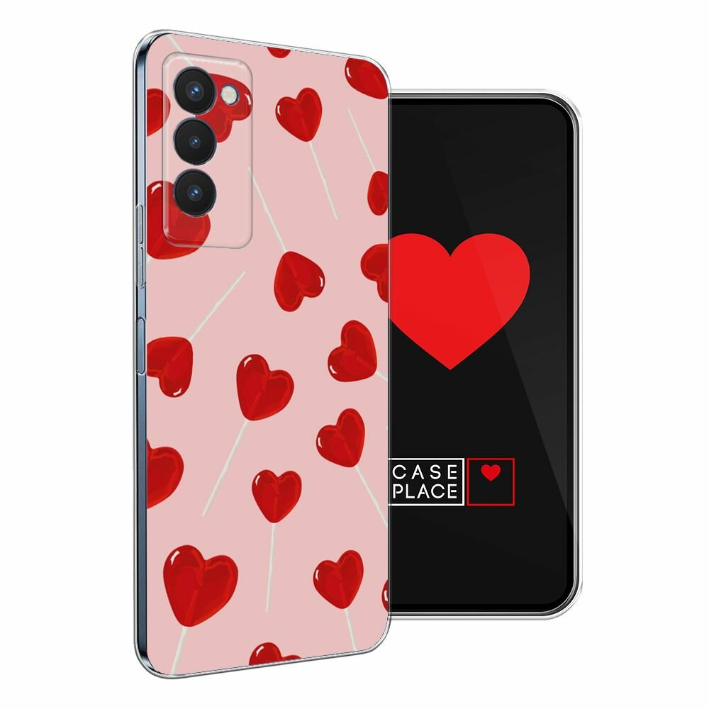 Чехол на Tecno Camon 18P / Техно Камон 18Р с принтом "Сердечки-леденцы 1 - 14 февраля" — фото 1