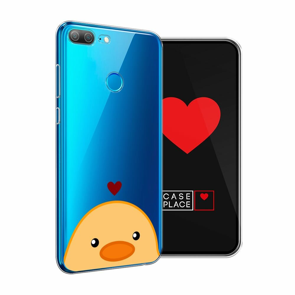 Чехол на Honor 9 Lite / Хонор 9 Лайт с принтом "Влюблённая уточка - 14 февраля", прозрачный — фото 1