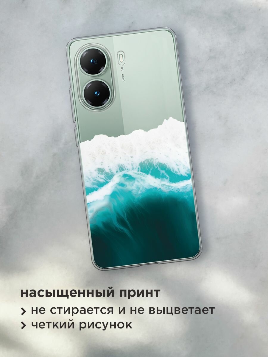 Чехол на Poco X7 Pro / Поко X7 Про с принтом "Большая волна", прозрачный — фото 1