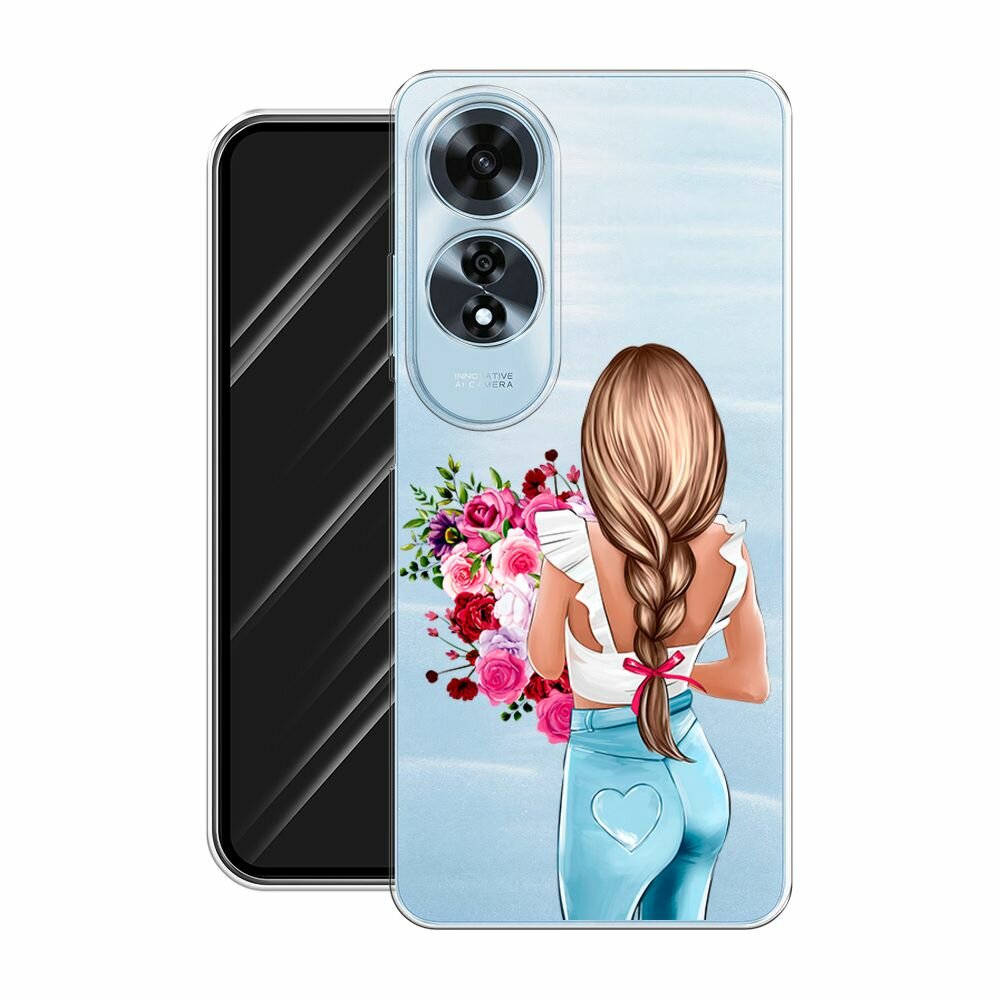 Чехол на Oppo A60 / Оппо А60 с принтом "Букет для девушки", прозрачный — фото 1