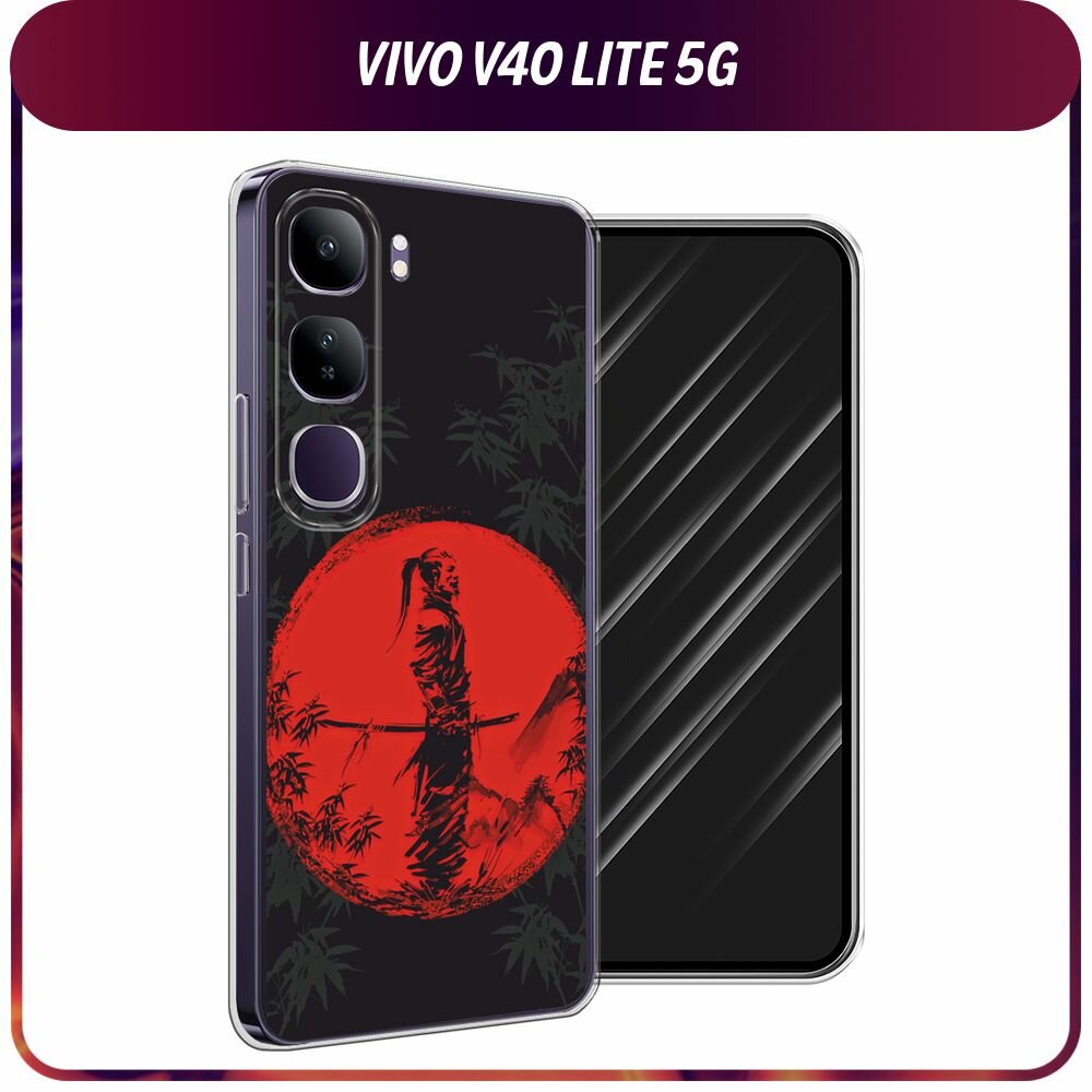 Чехол на Vivo V40 Lite 5G / Виво В40 Лайт 5G с принтом "Самурай на красном фоне"