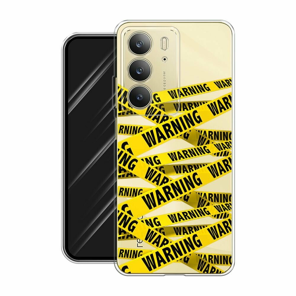 Чехол на Realme C75 4G / Реалми C75 4G с принтом "Warning!", прозрачный — фото 1