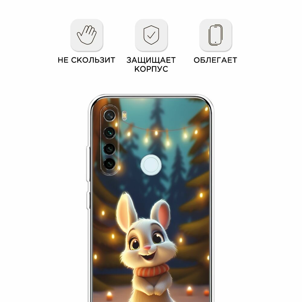 Чехол на Xiaomi Redmi Note 8T / Сяоми Редми Нот 8Т с принтом "Кролик среди свечей" — фото 1