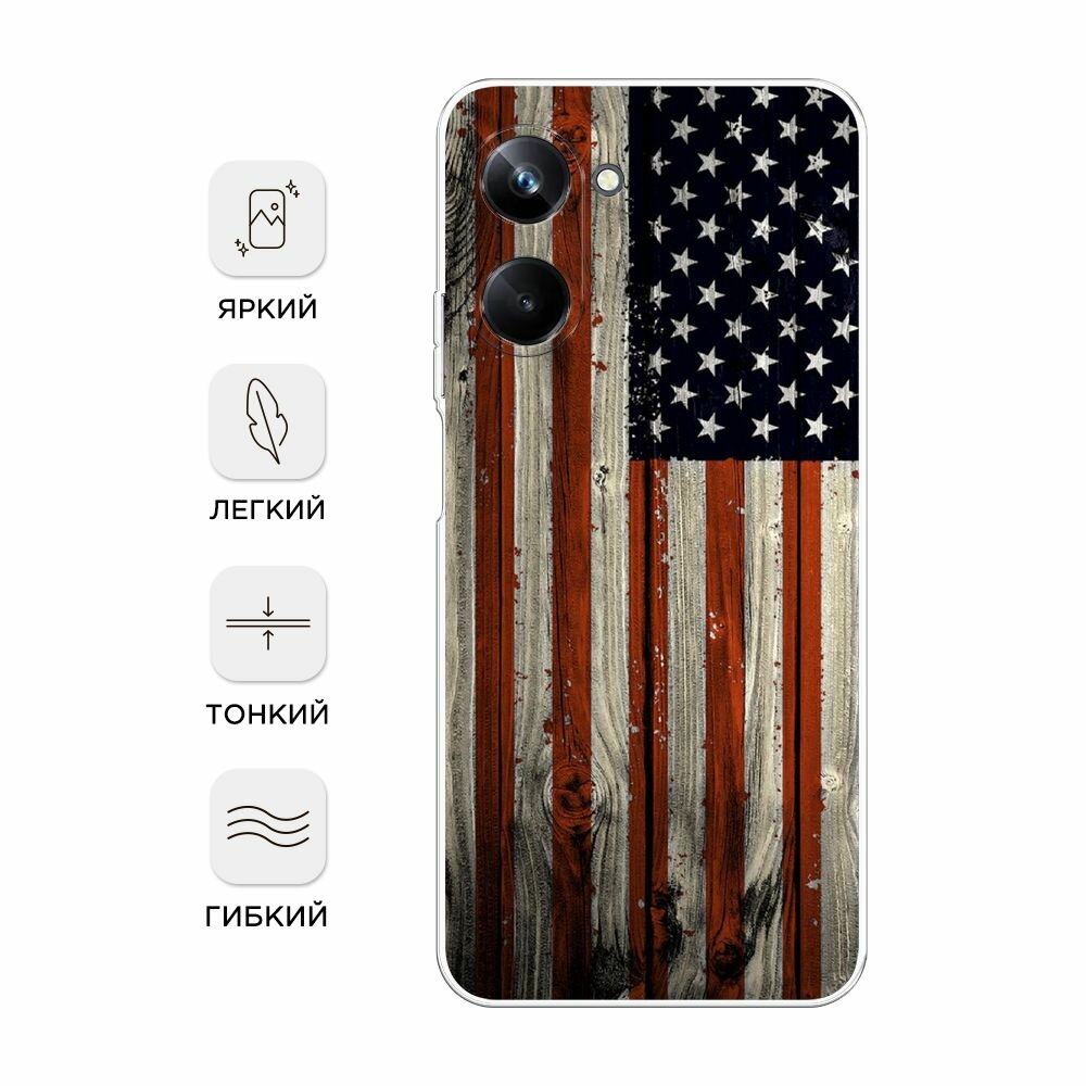 Силиконовый чехол на Realme 10 Pro / Реалми 10 Про с принтом "США" — фото 1