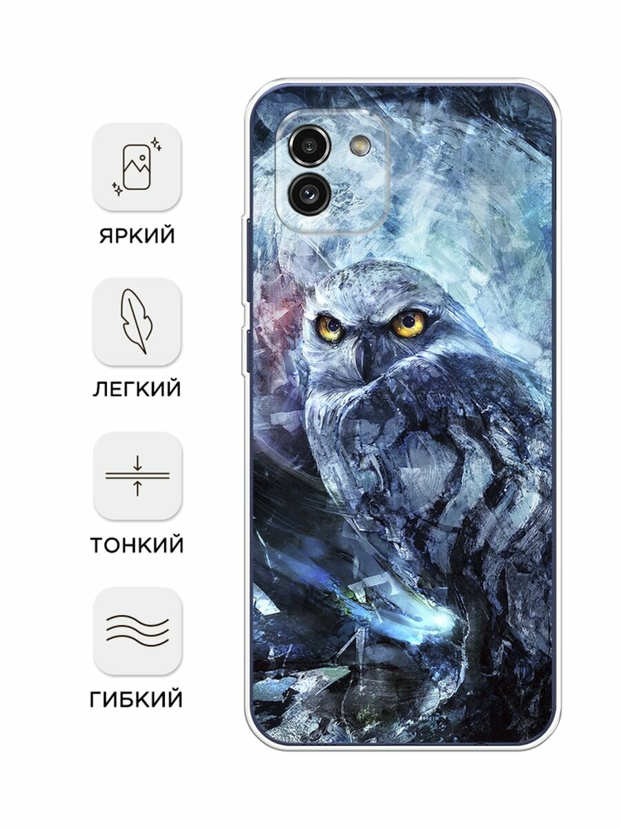 Чехол на Samsung Galaxy A03 / Самсунг Галакси А03 с принтом "Сова арт 8" — фото 1