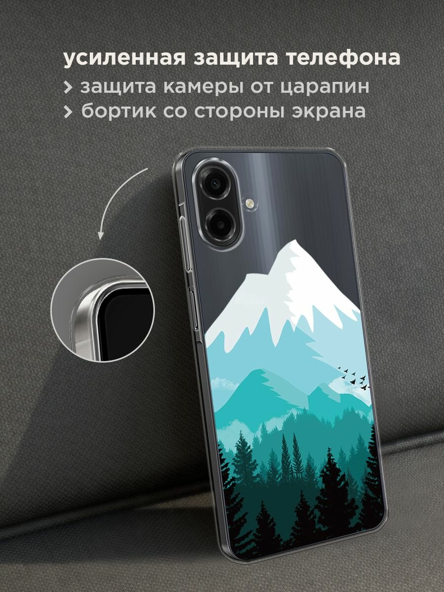 Чехол на Samsung Galaxy A07/A08 / Самсунг А07/А08 с принтом "Синяя снежная гора", прозрачный — фото 1