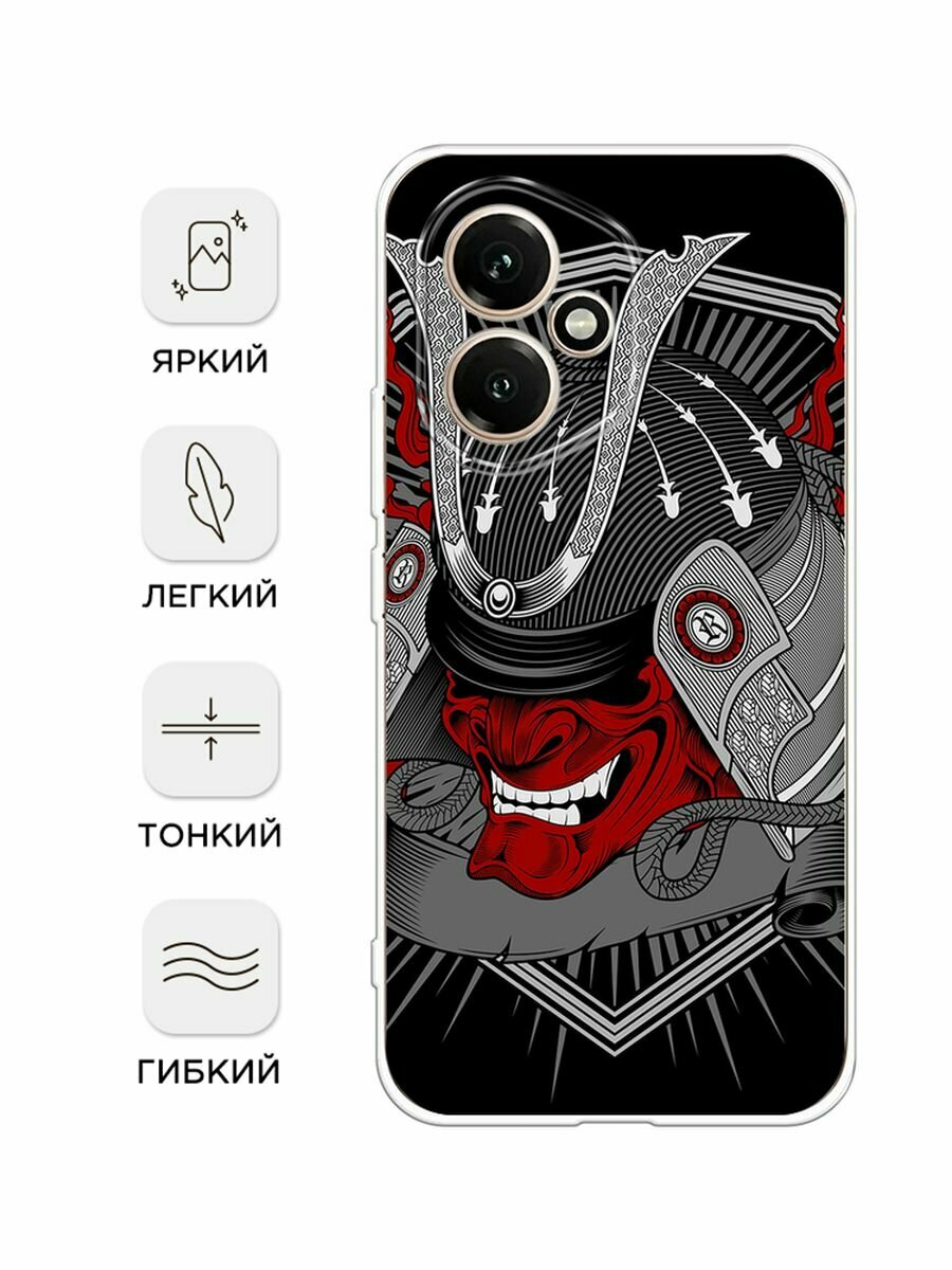 Чехол на Honor 400 / Хонор 400 с принтом "Красная маска самурая" — фото 1