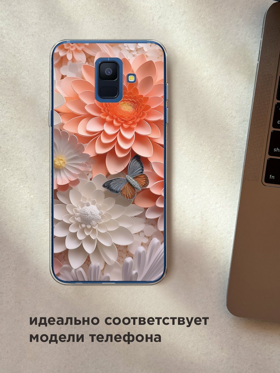 Чехол на Samsung Galaxy A6 / Самсунг Галакси А6 с принтом "Бумажные цветы" — фото 1