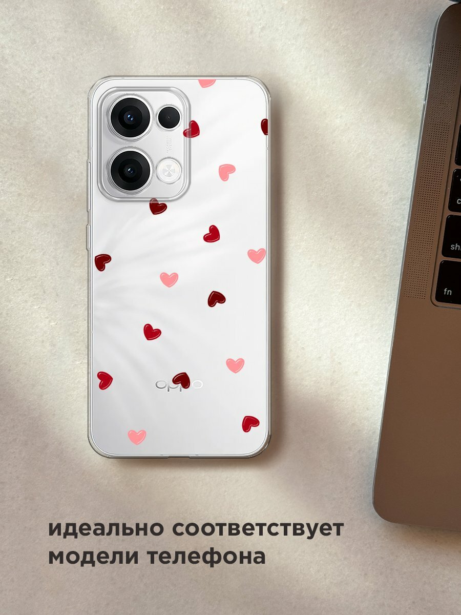 Чехол на Oppo Reno 13 / Оппо Рено 13 с принтом "Бордовые сердечки 2" — фото 1