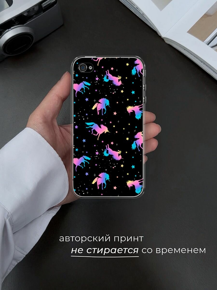 Чехол на Apple iPhone 4/4S / Айфон 4/4S с принтом "Единороги градиент" — фото 1