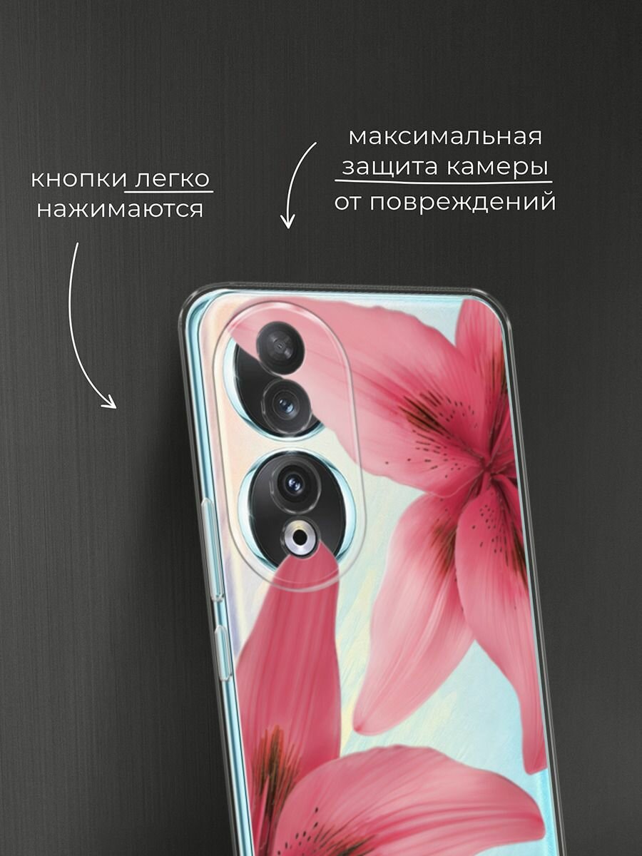 Чехол на Honor 90 / Хонор 90 с принтом "Pink flower" — фото 1
