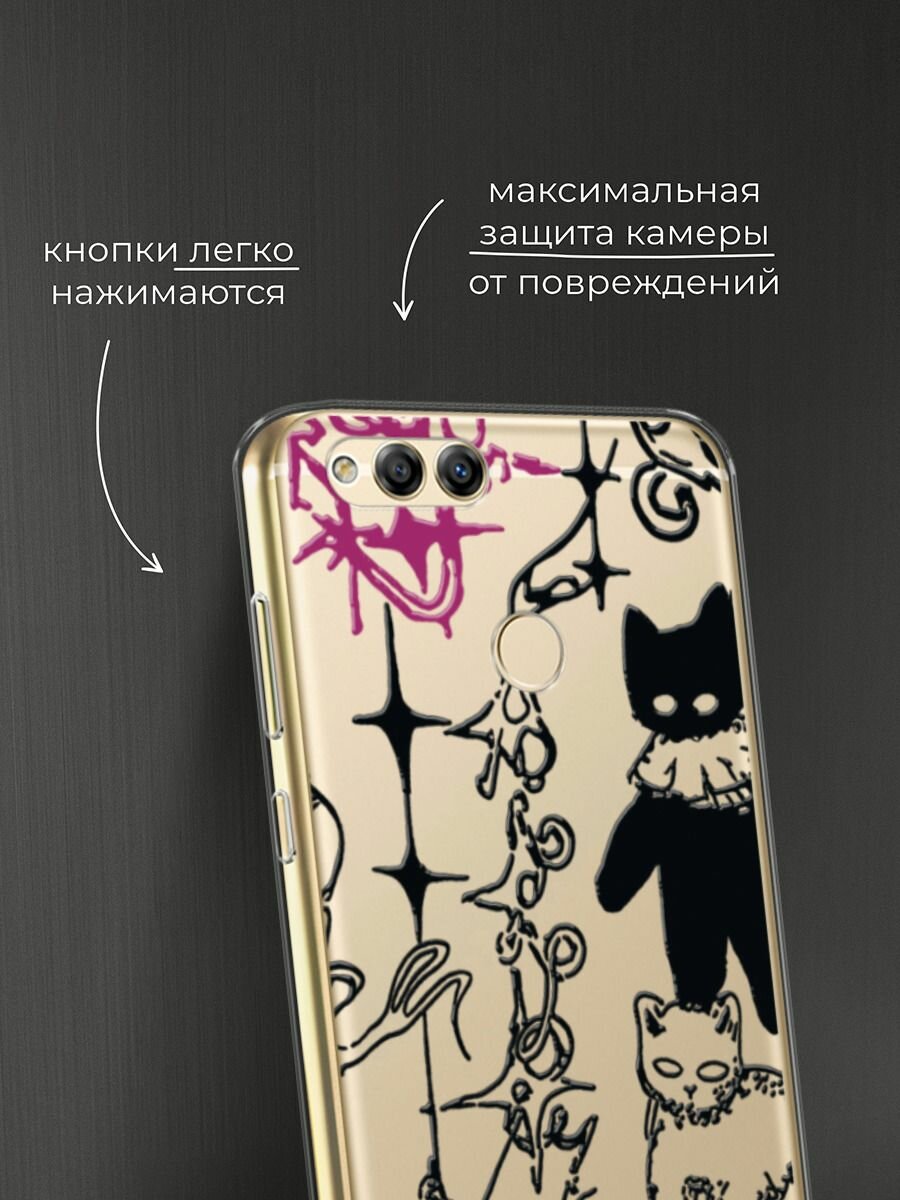 Чехол на Honor 7X / Хонор 7Х с принтом "Готические котики" — фото 1