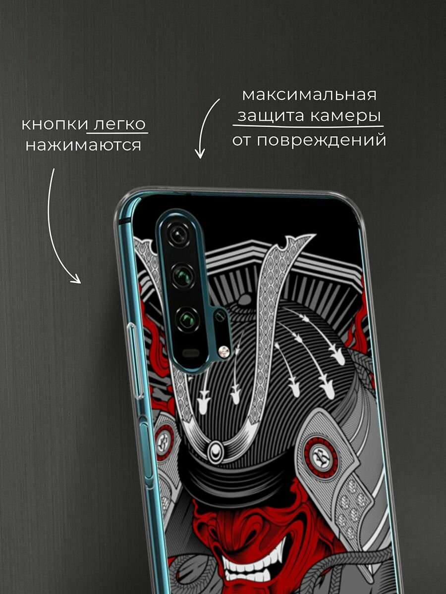 Чехол на Honor 20 Pro / Хонор 20 Про с принтом "Красная маска самурая" — фото 1