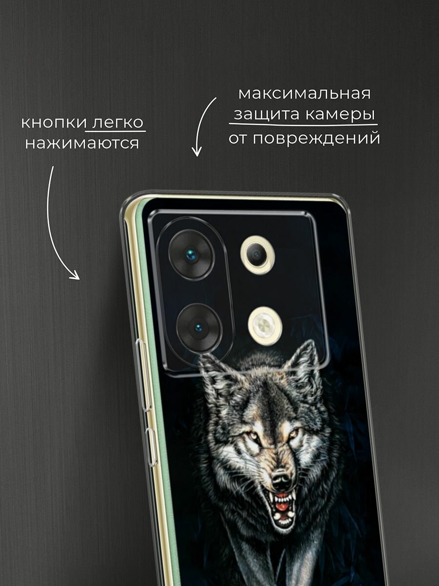 Чехол на Infinix Zero 30 5G / Инфиникс Зеро 30 5G с принтом "Злобный волк из ночи" — фото 1