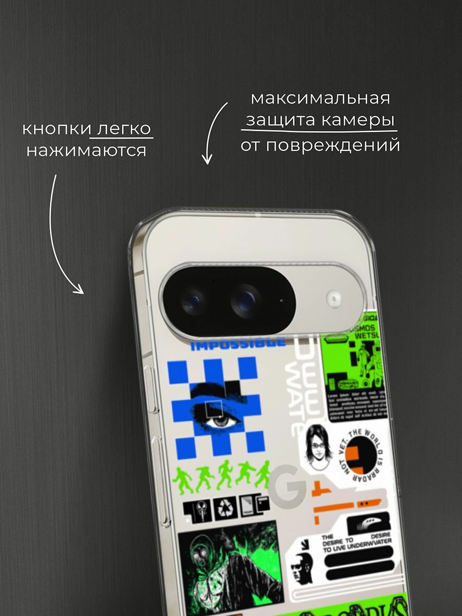 Чехол на Google Pixel 9 / Гугл Пиксель 9 с принтом "Nothing impossible", прозрачный — фото 1