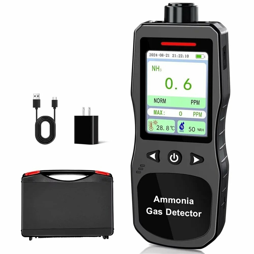 Портативный газоанализатор аммиака, перезаряжаемый монитор 0-200 ppm, цифровой измеритель качества воздуха NH3 с вилкой США