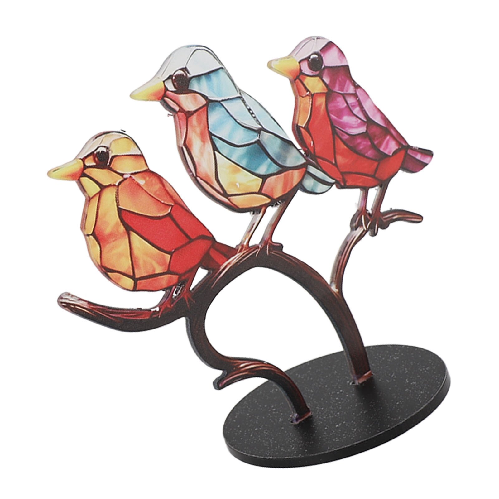 Птицы на ветке, украшения, акриловая красочная яркая плоская статуя животного, украшение для рабочего стола, офиса, дома, 3 птицы в одном направлении