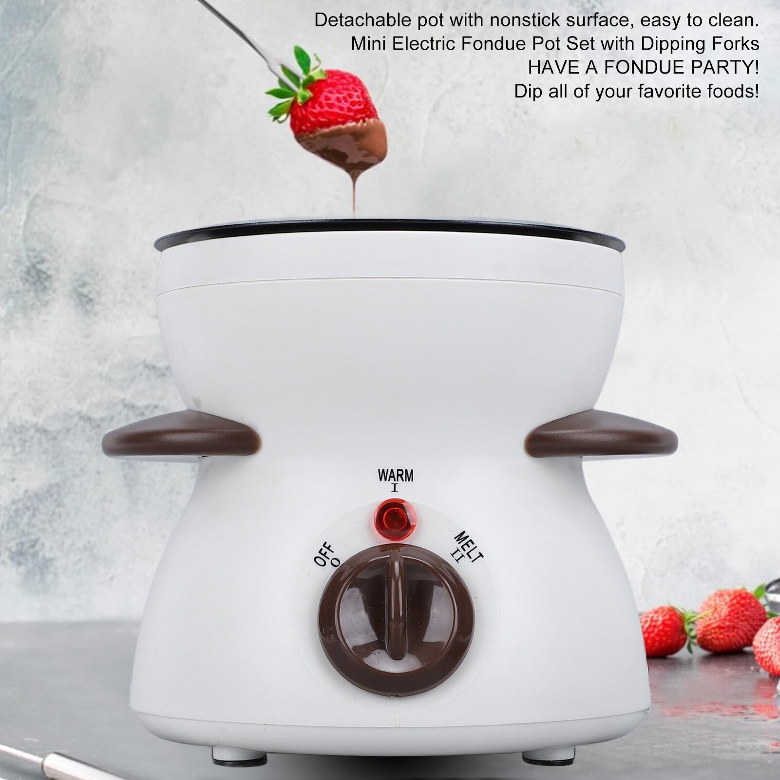 Мини-электрический фондюшница с 10 вилками для погружения, шоколадная фондюшница, маленькая кастрюля для плавления шоколада, карамельный сыр, белая вилка США 110 В