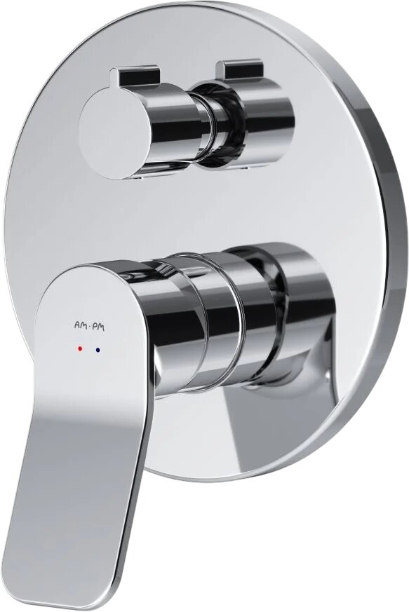 Встраиваемый смеситель для душа и ванны AM.PM X-Joy F85A55000 С внутренней частью, латунный, рычажный, настенный, хром, глянцевый, с керамическим картриджем