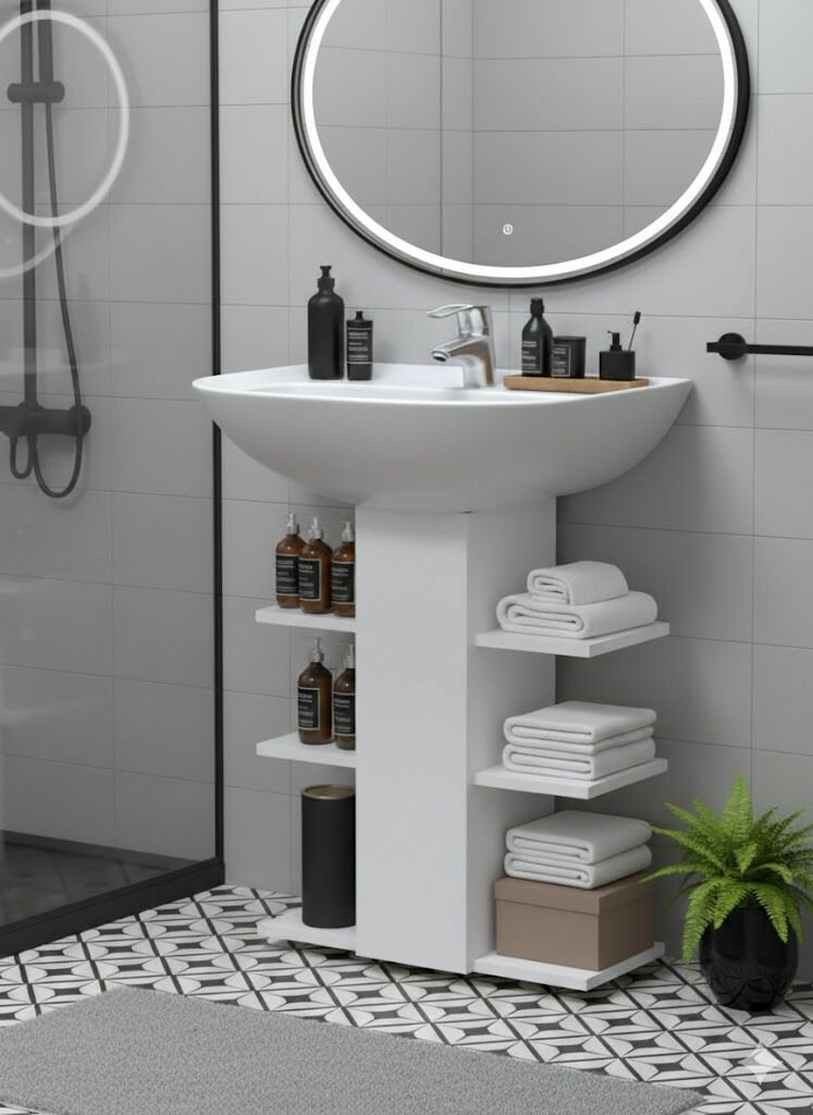 Стеллаж FORTUNA KIDS, под раковину, белый, ЛДСП, 54х24,4х65 см