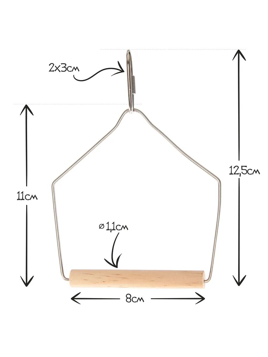 Игрушка для птиц Качели деревянные 8х1.1х12.5см