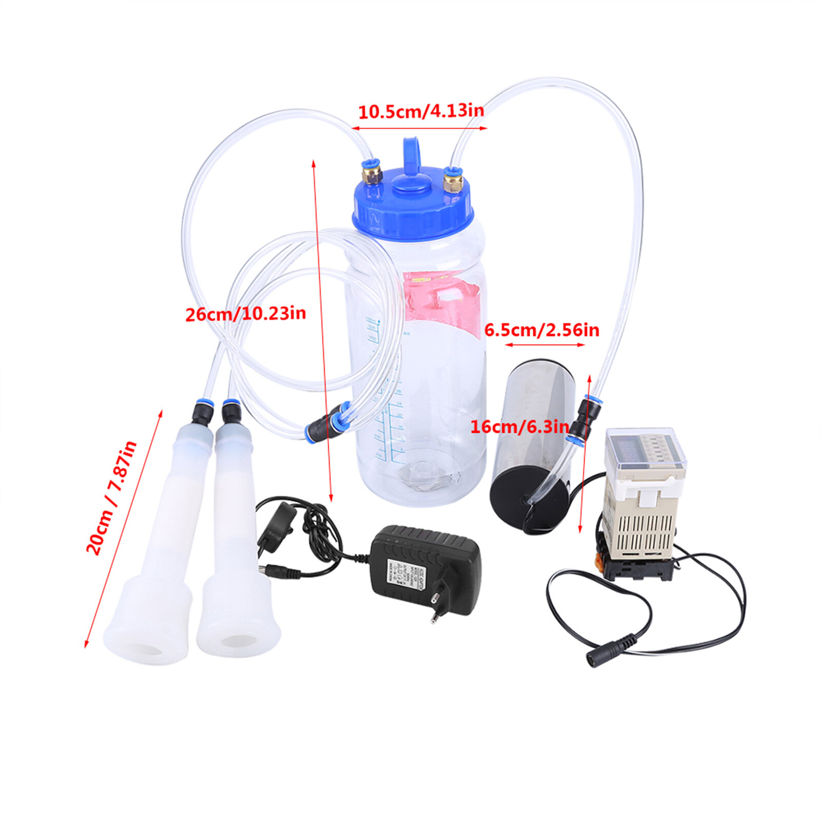 Портативный электрический доильный аппарат объемом 2 л с контроллером времени для коров, 100–250 В, вилка европейского стандарта