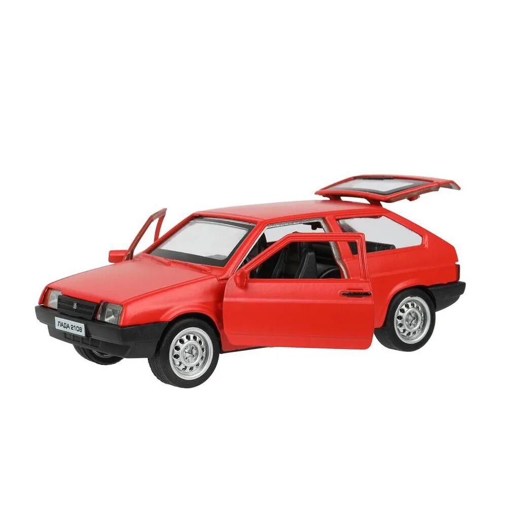 Машинка металлическая инерционная Технопарк LADA-2108 "спутник" матовый, 12 см, красная