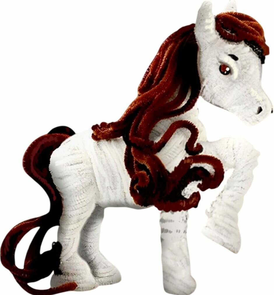 Набор для создания игрушки "Лошадка" из синельной пушистой проволоки с ворсом, поделка из мохнатой проволоки, объемная фигурка из меховых палочек своими руками, сделай сам