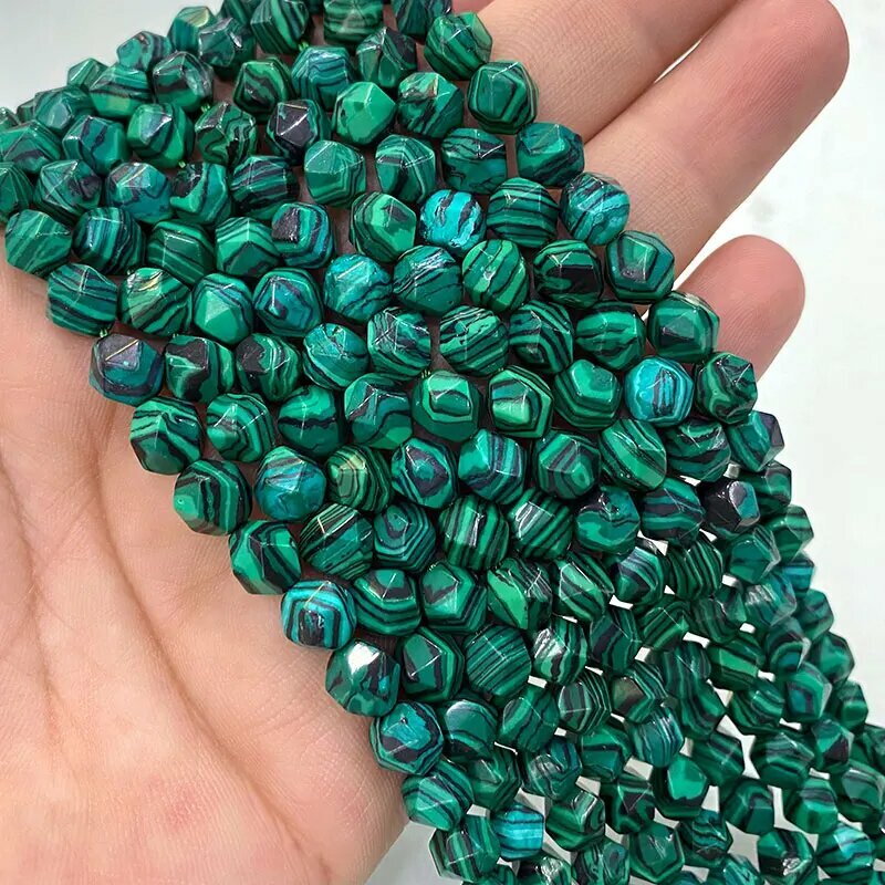 Бусины из агата, халцедона и нефрита LUOMAN XIARI Изумрудный, 6mm, malachite synthesis