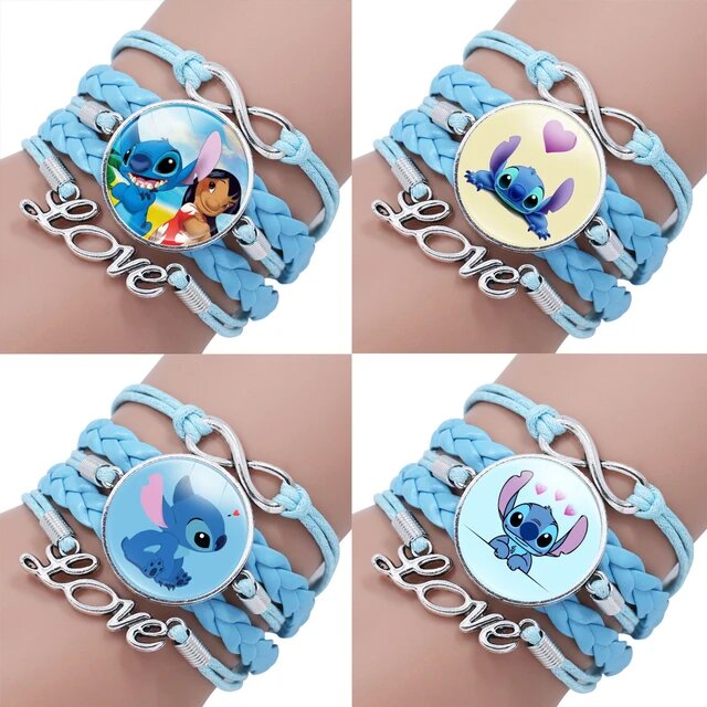 Браслет Disney Stitch с изображением персонажей мультфильма «Лило и Стич», аниме-фигурок, милый подарок на запястье для детей, игрушки для девочек, подарок на рождественскую вечеринку,