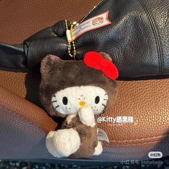 Милый плюшевый брелок Sanrio Hello Kitty с веснушками, плюшевая игрушка в виде аниме-кошки, брелок-подвеска в виде рюкзака для девочки