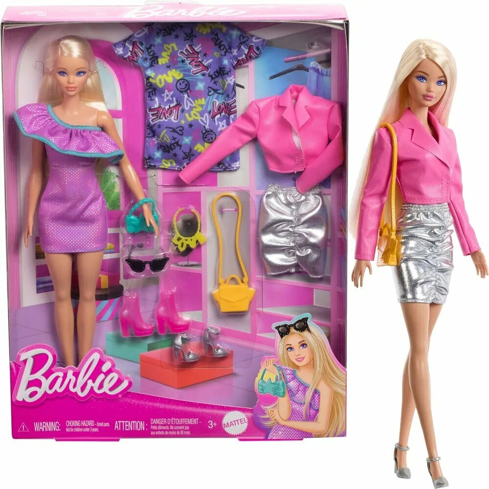 Barbie Модная кукла, одежда и аксессуары, 3+, HYT61