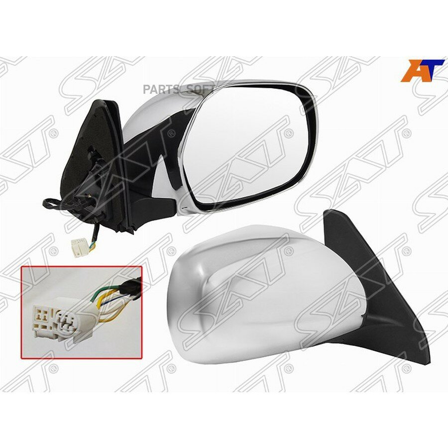 Зеркало Toyota Land Cruiser Prado (J120) 02-09 (Справа/ Регулировка/ Складывание/ 5 контактов/ хром от официального дистрибьютора, SAT, артикул STTY91940A1