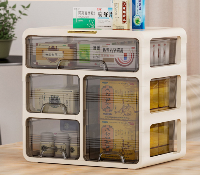 Аптечка домашняя большая контейнер органайзер для хранения лекарств и таблеток с замком, 8-34 л, L, белое