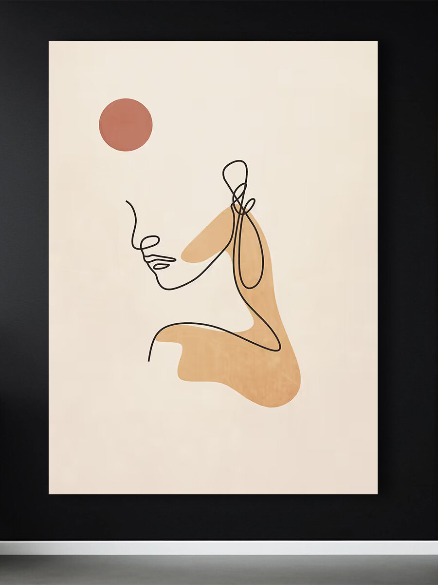 Картина интерьерная - "Силуэт девушки, лицо женщины абстракция" , 40х60 см.