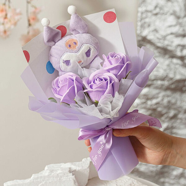 Кукольный букет Sanrio Kuromi искусственный букет, мыльный цветок, 1 шт