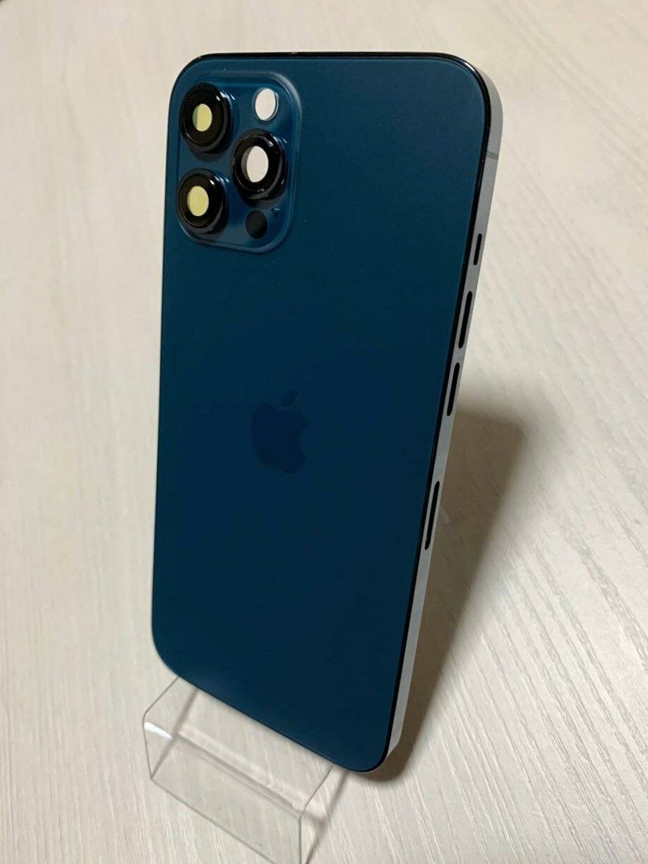 Корпус для IPhone 12 Pro Max синий (PACIFIC BLUE), комплект кнопок, сим-лоток
