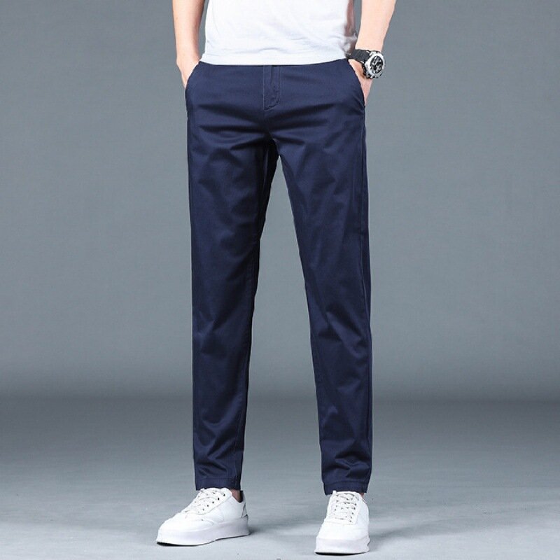 Слим тапер джинсы Rong Мужская повседневная одежда чисто хлопковые брюки эластичные прямые широкие дышащие спортивные мягкие, Размер_31