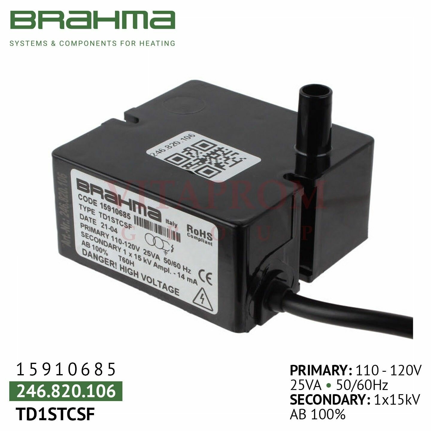 Трансформатор Brahma TD1STCSF 110-120V, 15910685 — фото 1