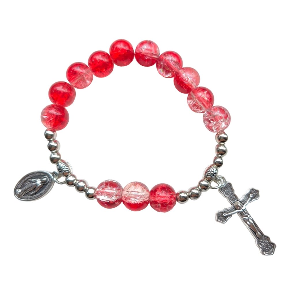 Хрустальные религиозные украшения Стеклянные браслеты из бисера с кристаллами Религиозные украшения Четки Браслеты с крестом Эластичные браслеты