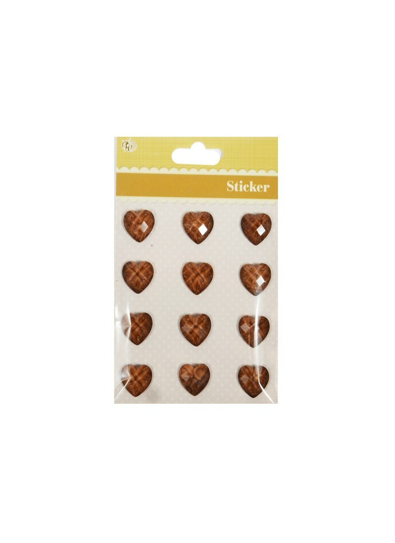Стикеры имитация дерева на картонке Сердца (11034704) (2см) (12шт) (подвес) (упаковка)