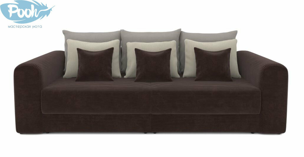 Диван прямой Медисон Люкс velour Cilium Choco, коричневый, трехместный 160х200