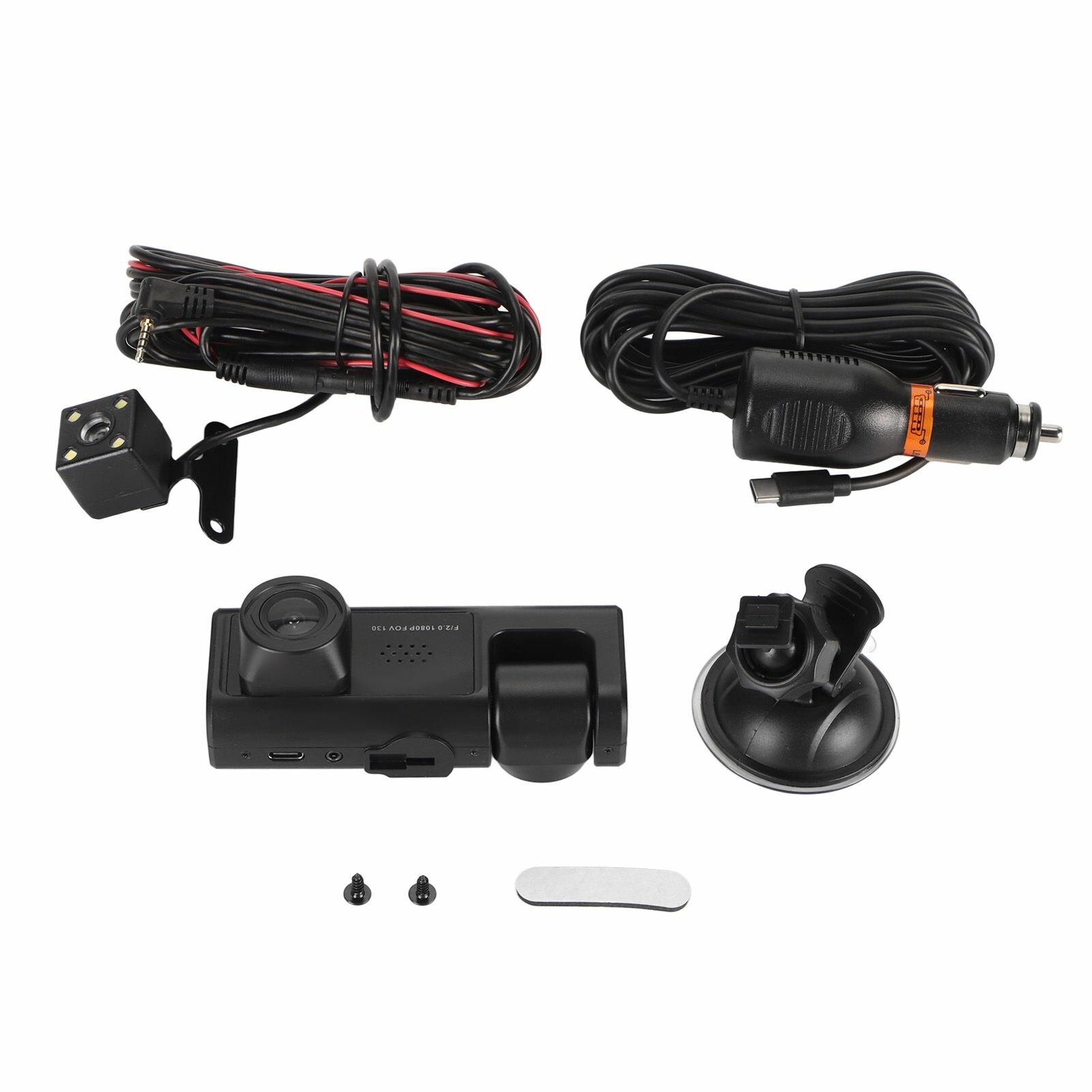 Видеорегистратор 3-канальный 2-дюймовый IPS-экран 170 Широкоугольный WDR Ночное видение Wi-Fi Автомобильная камера