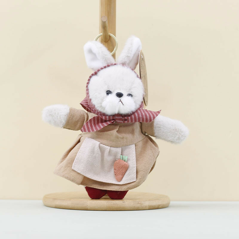 Soft rabbit plush toy with pp cotton filling for girls bag decoration