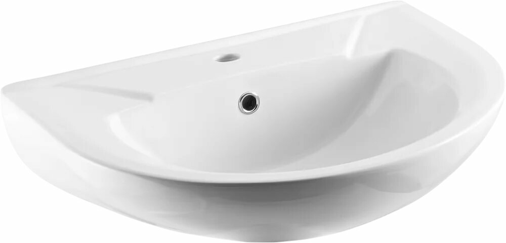 Раковина подвесная Rosa Элеганс 417165 60 подвесная, 60 см, фарфоровая, раковина для ванной, белая, полукруглая, со сливом-переливом