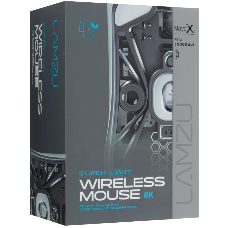 Мышь беспроводная/проводная LAMZU Maya X серый, 30000 dpi, PixArt 3950